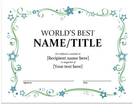 Microsoft Word Award Certificate Template Creative Professional Templates