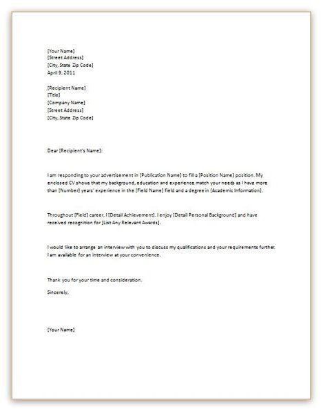 3 Free CV Cover Letter Templates For Microsoft Word