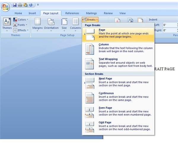 How To Print Portrait And Landscape Pages In The Same Word 2007 Document