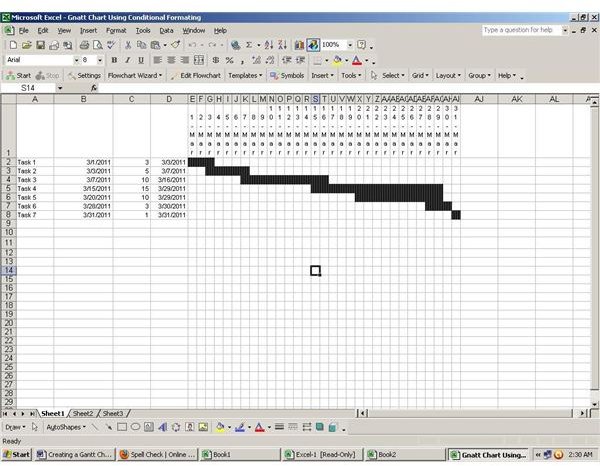 Example Of A Gantt Chart Using Conditional Formatting In Excel 