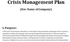 Free Downloadable Template: A Plan for Crisis Management